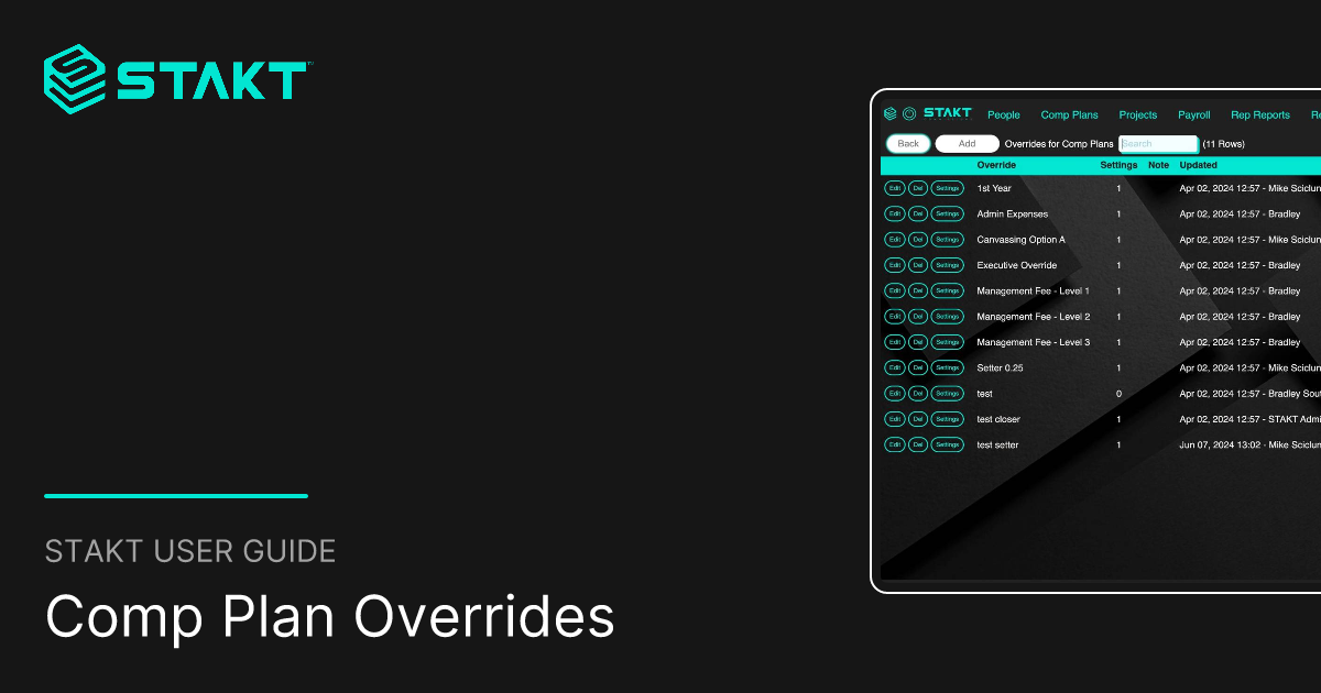 Comp Plan Overrides | STAKT User Guide