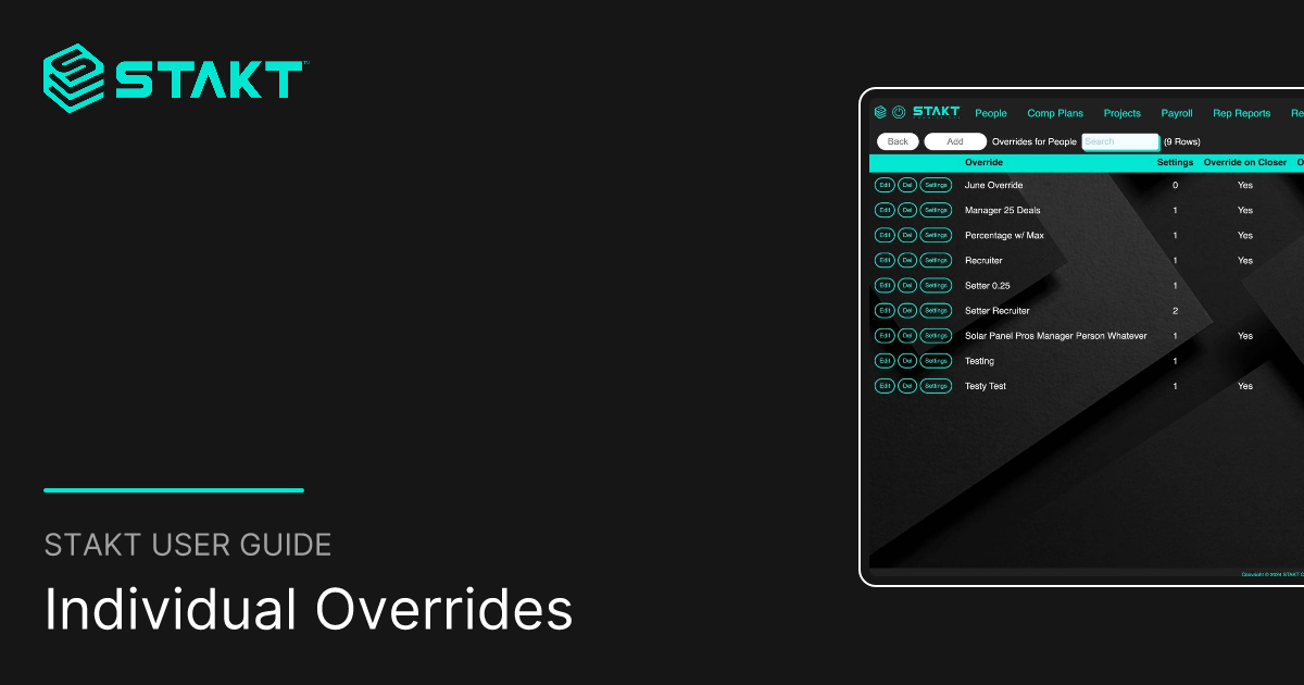 Individual Overrides | STAKT User Guide