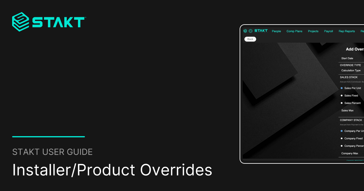 Installer/Product Overrides | STAKT User Guide