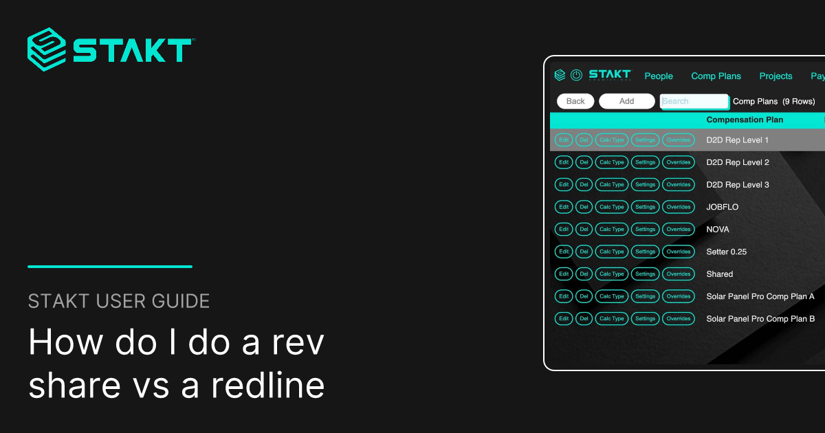 How do I do a rev share vs a redline | STAKT User Guide