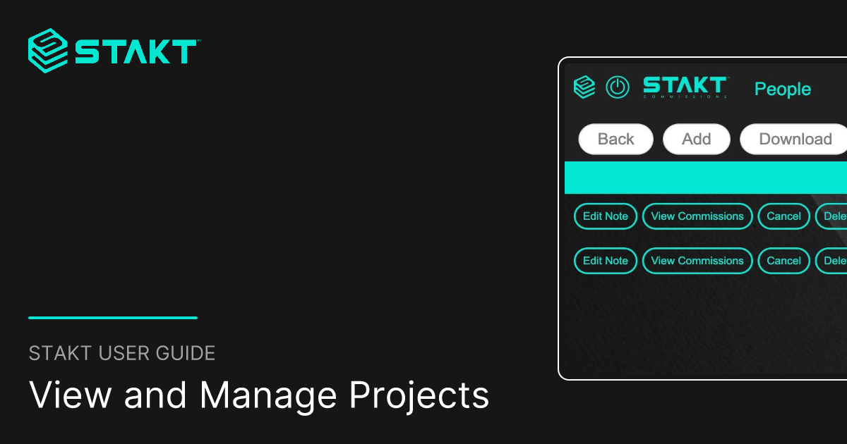 View and Manage Projects | STAKT User Guide